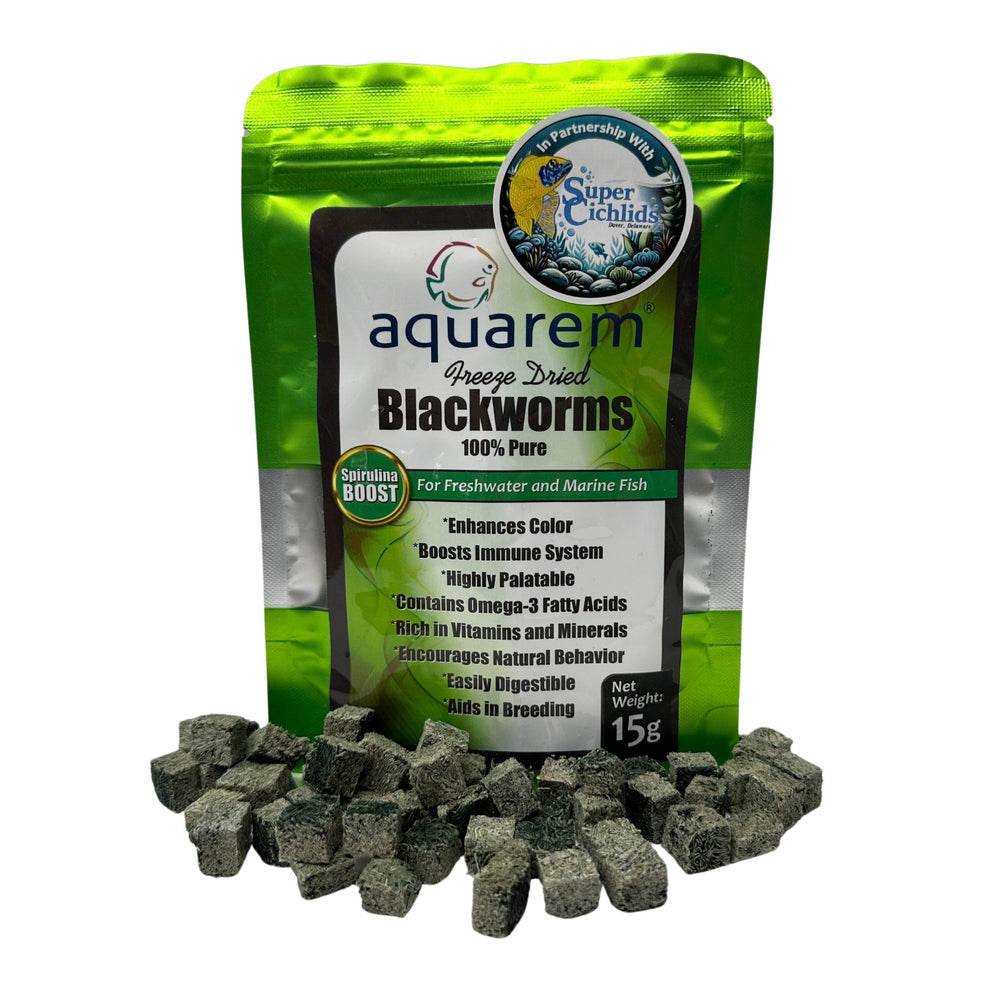 Super Cichlids Freeze-Dried Blackworms with Spirulina (All Natural, Hi